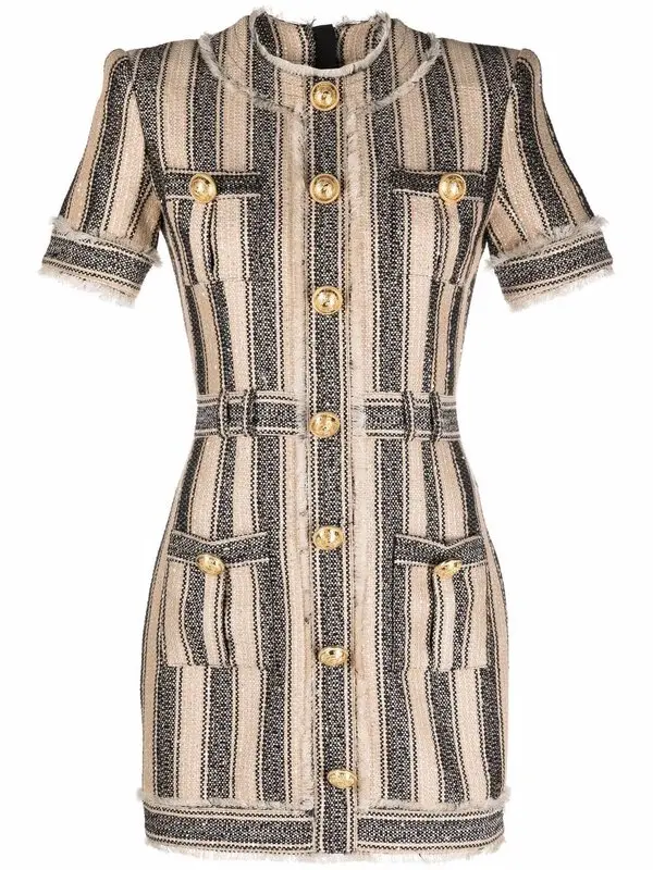 Balmain Striped Pique Dress