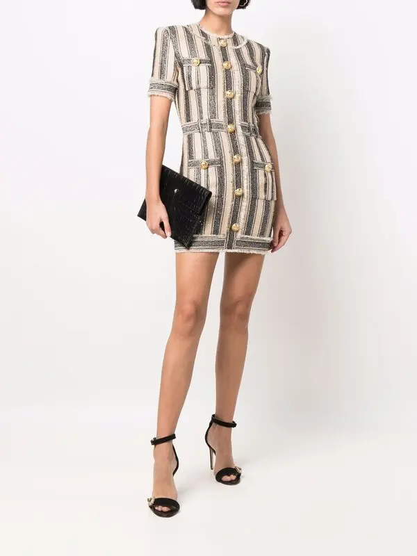 Balmain Striped Pique Dress