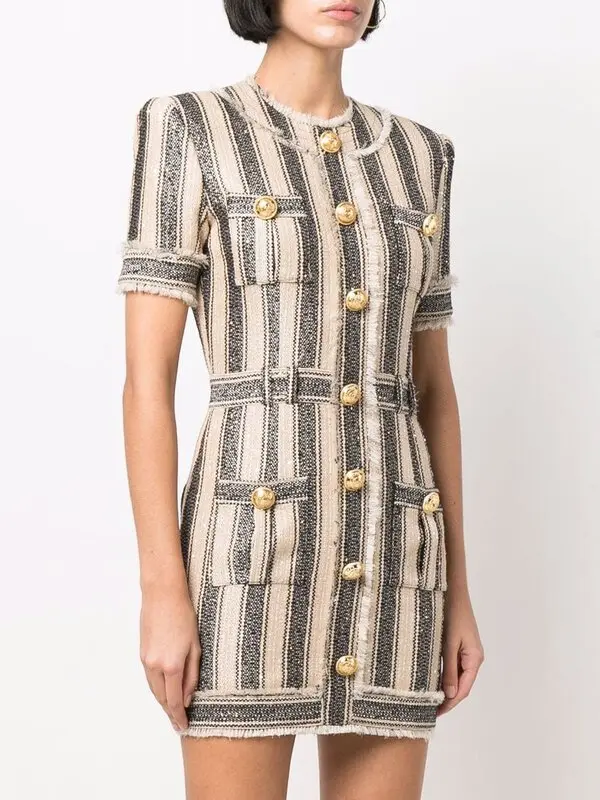 Balmain Striped Pique Dress