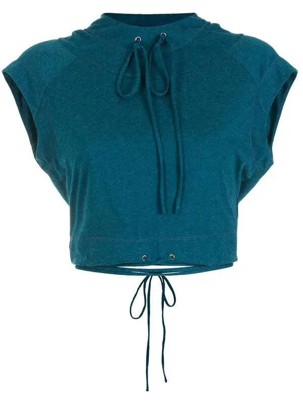 GLORIA COELHO Cropped Hooded Top - Blue