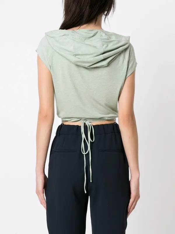 GLORIA COELHO Cropped Hooded Top - Green