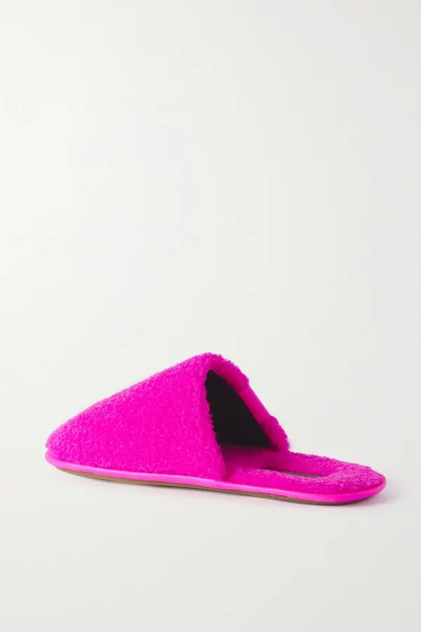 Loewe Neon Fleece And Leather Slippers