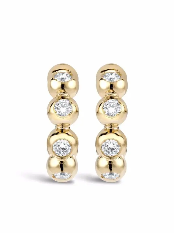 PRAGNELL 18kt Yellow Bohemia Diamond Hoop Earrings - Gold