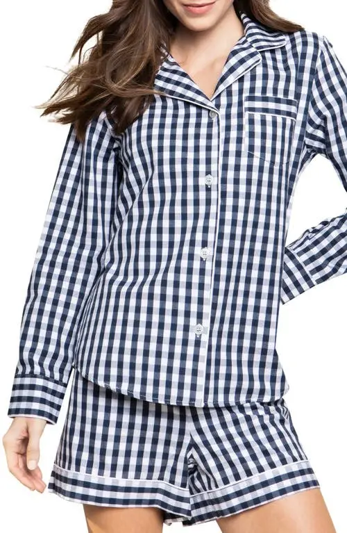 PETITE PLUME Gingham Cotton Short Pajamas - Navy
