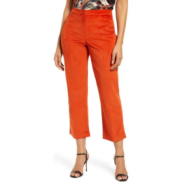 Halogen Velvet Kick Flare Trousers - Rust Rooibos