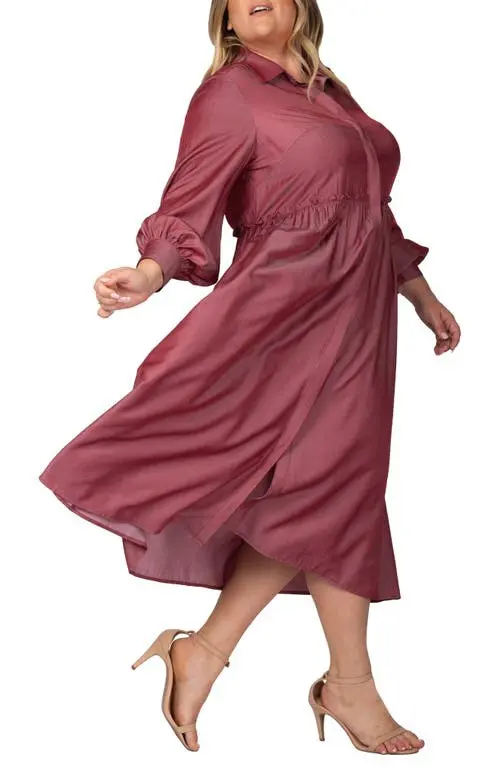 STANDARDS & PRACTICES Button Front Shirtdress - Merlot