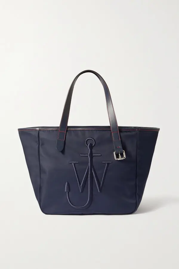 JW Anderson Embroidered Leather-trimmed Shell Tote