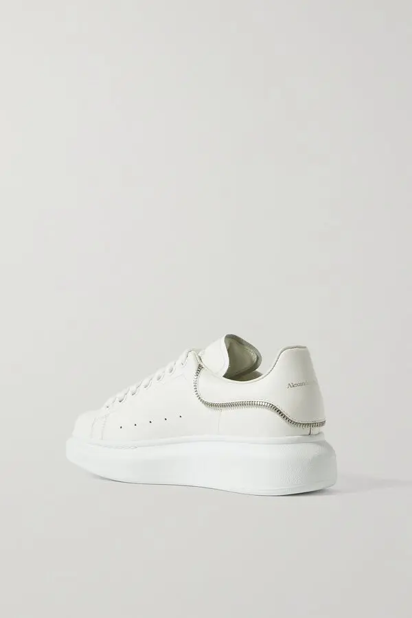 Alexander McQueen Zip-detailed Leather Exaggerated-sole Sneakers