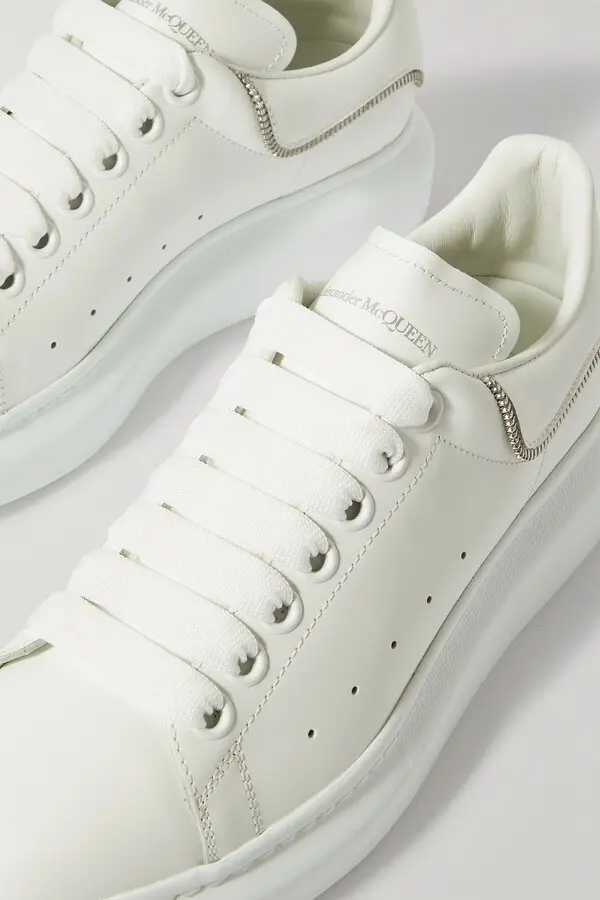 Alexander McQueen Zip-detailed Leather Exaggerated-sole Sneakers