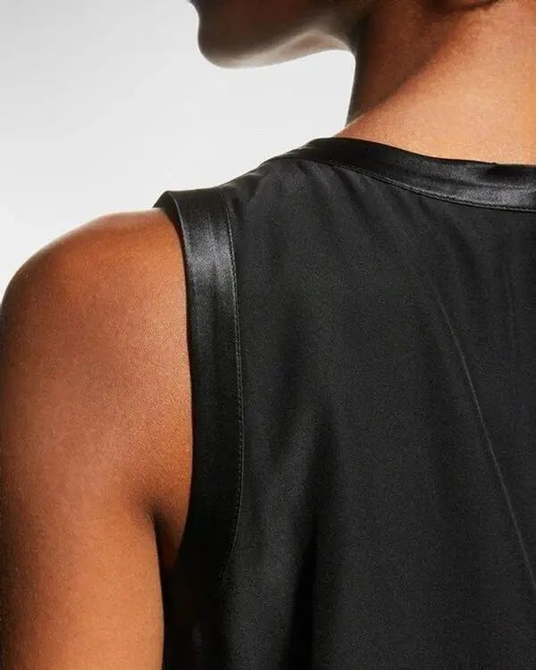 Lafayette 148 New York Reversible Silk Charmeuse Shell - Black