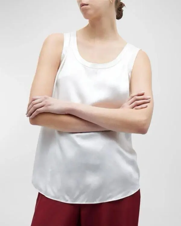 Lafayette 148 New York Reversible Silk Charmeuse Shell - Cloud