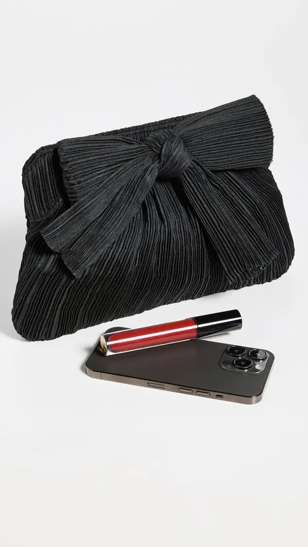 LOEFFLER RANDALL Rayne Pleated Frame Clutch With Bow - Black