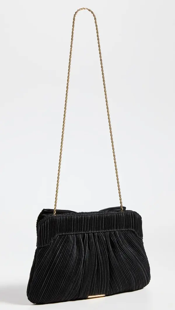 LOEFFLER RANDALL Rayne Pleated Frame Clutch With Bow - Black