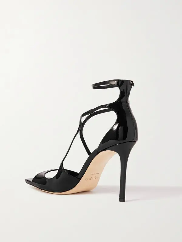 JIMMY CHOO Azia 95 Patent-leather Sandals - Black