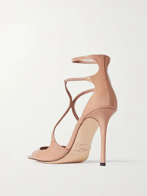 JIMMY CHOO Azia 95 Patent-leather Sandals - Neutrals