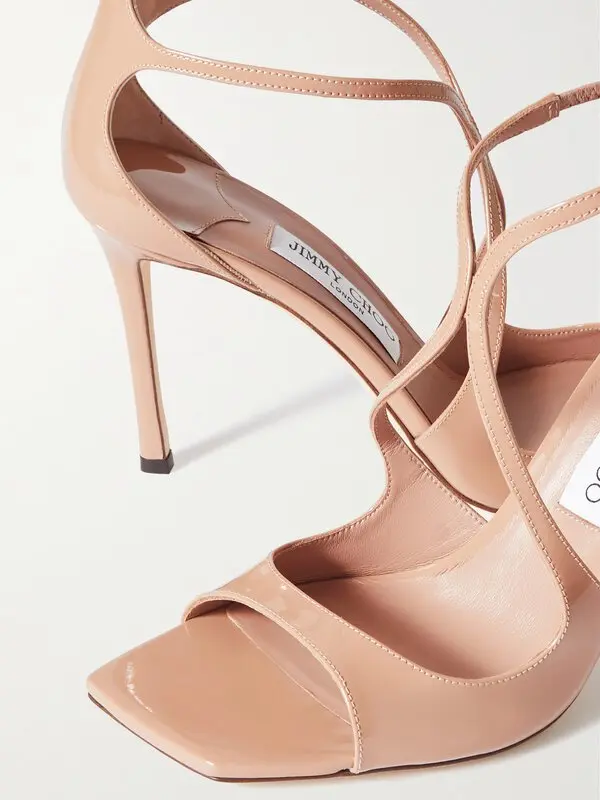 JIMMY CHOO Azia 95 Patent-leather Sandals - Neutrals