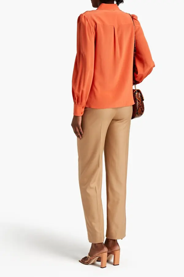 Diane Von Furstenberg Annie Silk Crepe De Chine Shirt - Orange