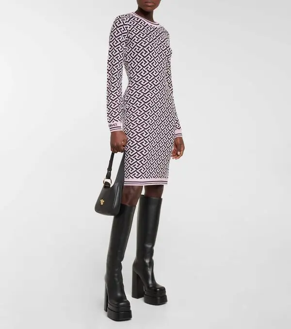 Versace Leather Platform Knee-high Boots
