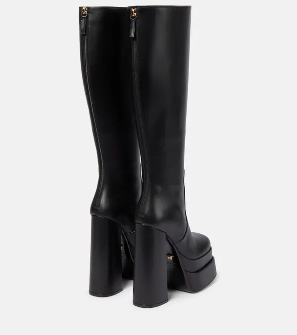 Versace Leather Platform Knee-high Boots