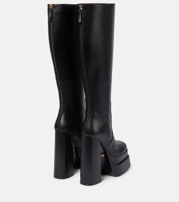 Versace Leather Platform Knee-high Boots