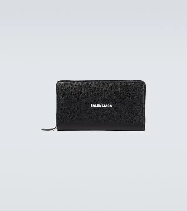 Balenciaga Cash Leather Wallet - Black