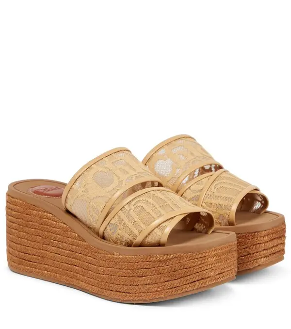 Lace Chloe Woody Slides Chloé Woody Lace Wedge Espadrille