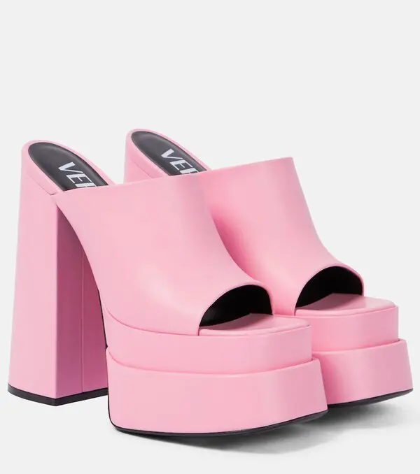 Versace Leather Platform Peep-toe Sandals - Pink