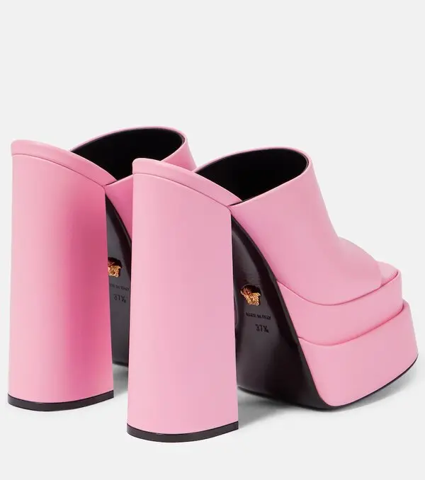 Versace Leather Platform Peep-toe Sandals - Pink