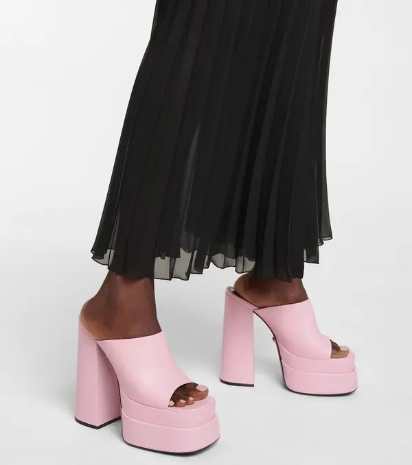 Versace Leather Platform Peep-toe Sandals - Pink