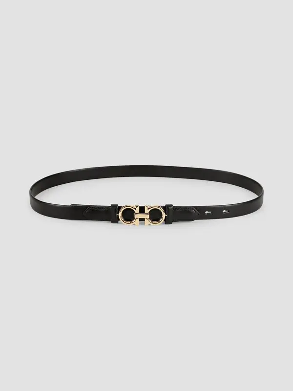 FERRAGAMO Gancini Rolo Reversible Leather Belt - Black