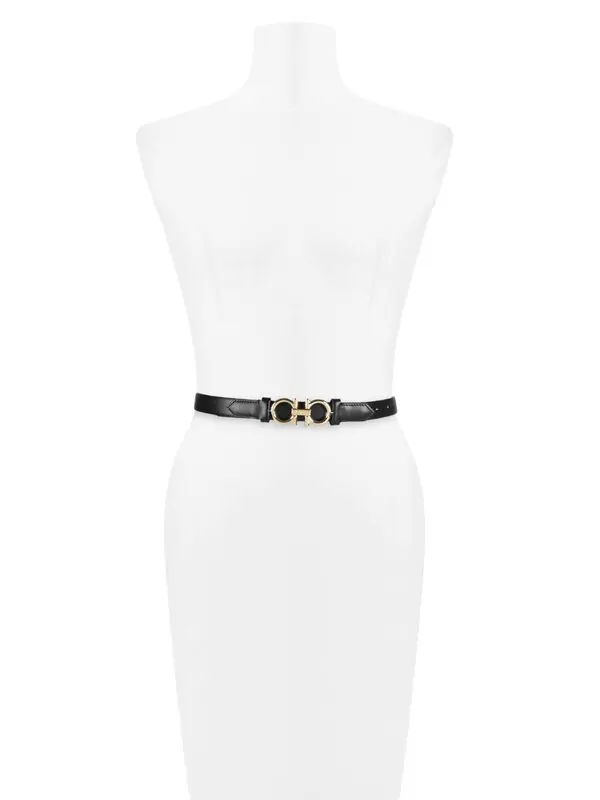 FERRAGAMO Gancini Rolo Reversible Leather Belt - Black