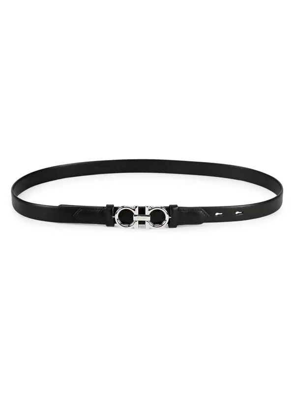 FERRAGAMO Gancini Rolo Reversible Leather Belt - Black