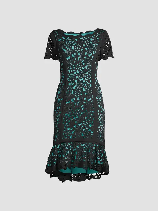 Shani High-low Crepe Dress - Black Mint