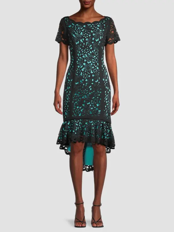 Shani High-low Crepe Dress - Black Mint