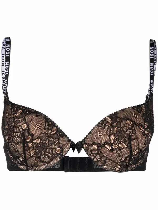 Dsquared2 Icon-strap Lace Bra - Black
