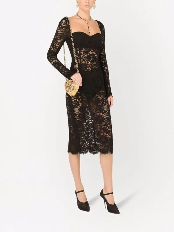 Dolce & Gabbana Scallop-hem Lace Midi Dress