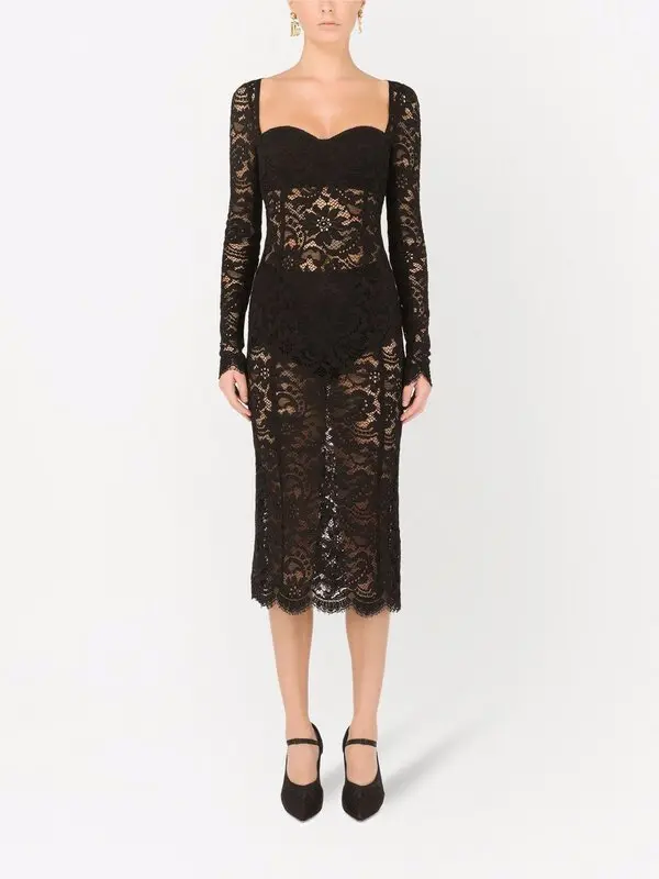 Dolce & Gabbana Scallop-hem Lace Midi Dress