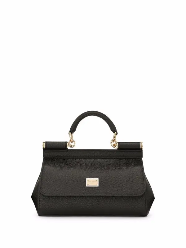 Dolce & Gabbana Mini Sicily Handbag In Dauphine Calfskin - Black