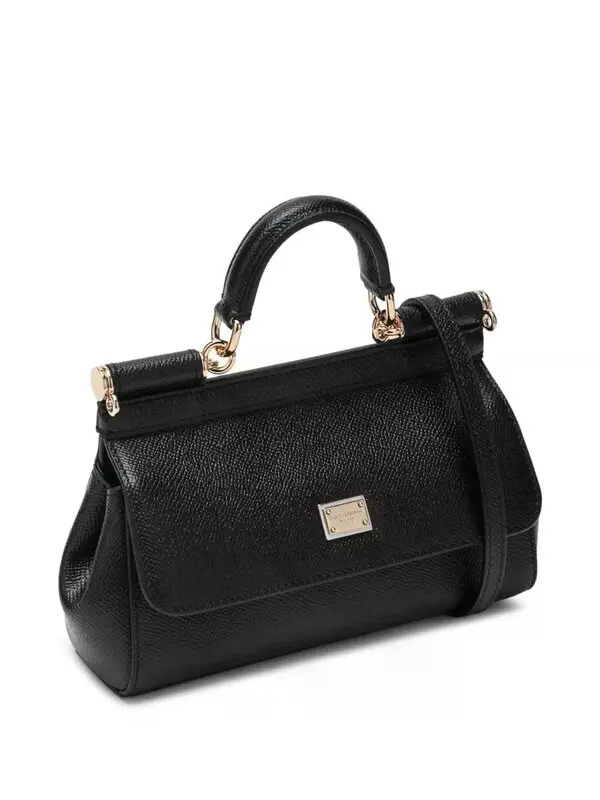Dolce & Gabbana Mini Sicily Handbag In Dauphine Calfskin - Black