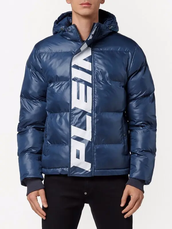 Philipp Plein Padded Long-sleeve Logo Jacket - Blue