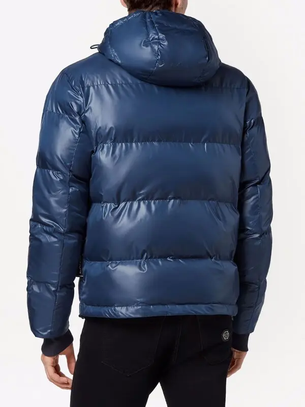 Philipp Plein Padded Long-sleeve Logo Jacket - Blue