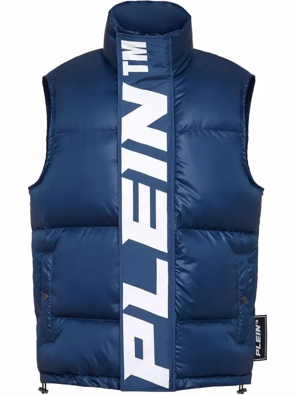 Philipp Plein Padded Gilet With Logo - Blue