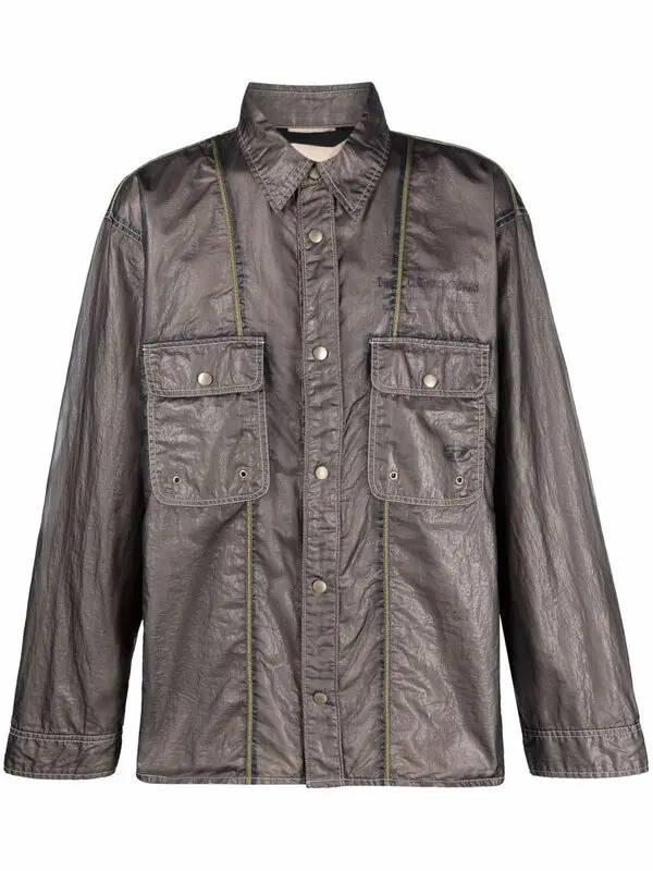DIESEL® Metallic Shirt Jacket With Contrast Stitching