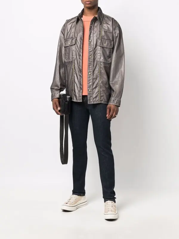 DIESEL® Metallic Shirt Jacket With Contrast Stitching