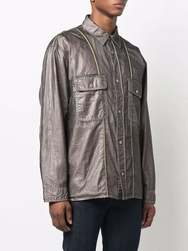 DIESEL® Metallic Shirt Jacket With Contrast Stitching