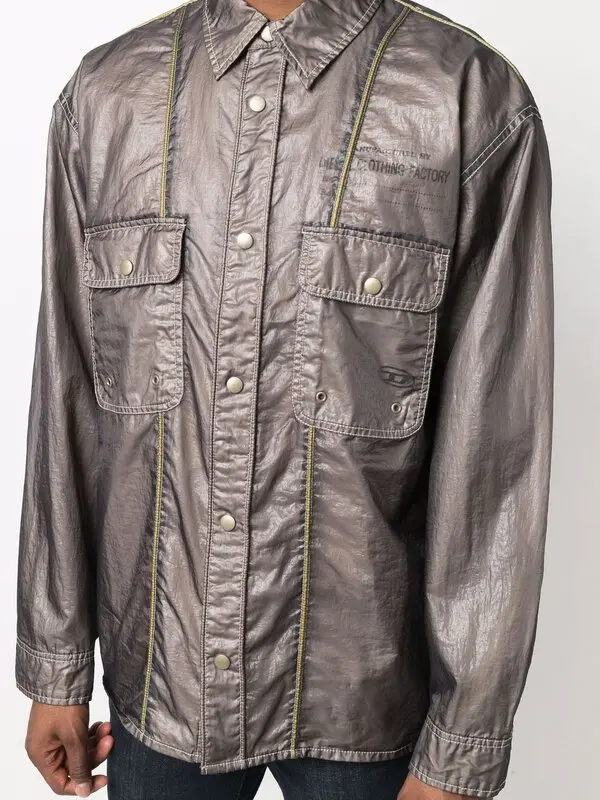 DIESEL® Metallic Shirt Jacket With Contrast Stitching