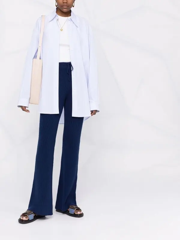 Alberta Ferretti Ribbed-knit Flared Trousers