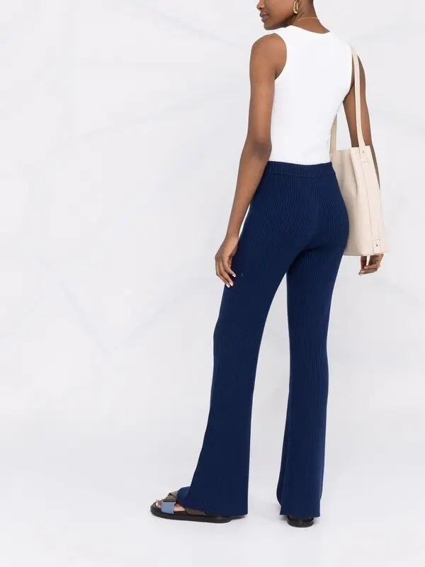 Alberta Ferretti Ribbed-knit Flared Trousers