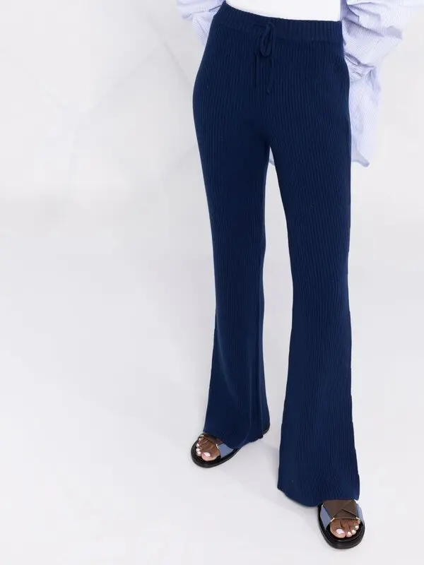 Alberta Ferretti Ribbed-knit Flared Trousers