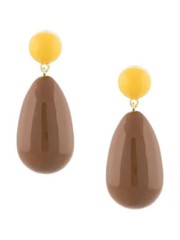 ESHVI Oval Drop Earrings - Brown